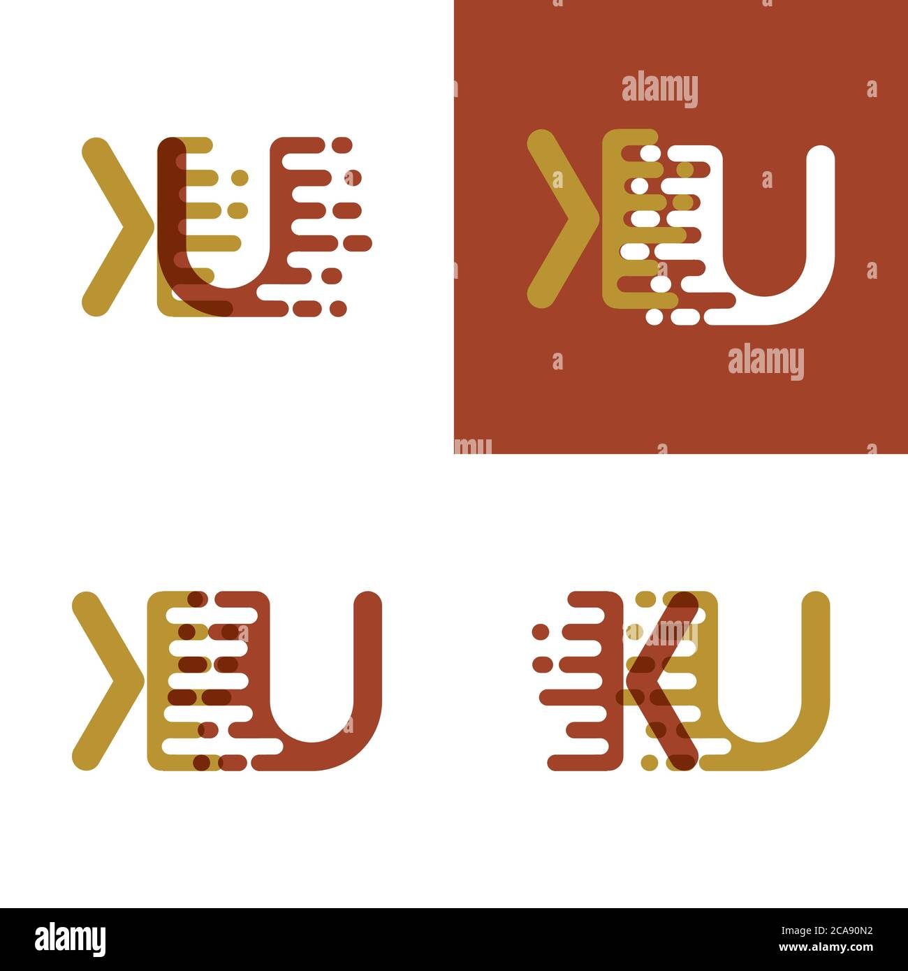 KU letters logo with accent speed in light brown and dark brown Stock ...