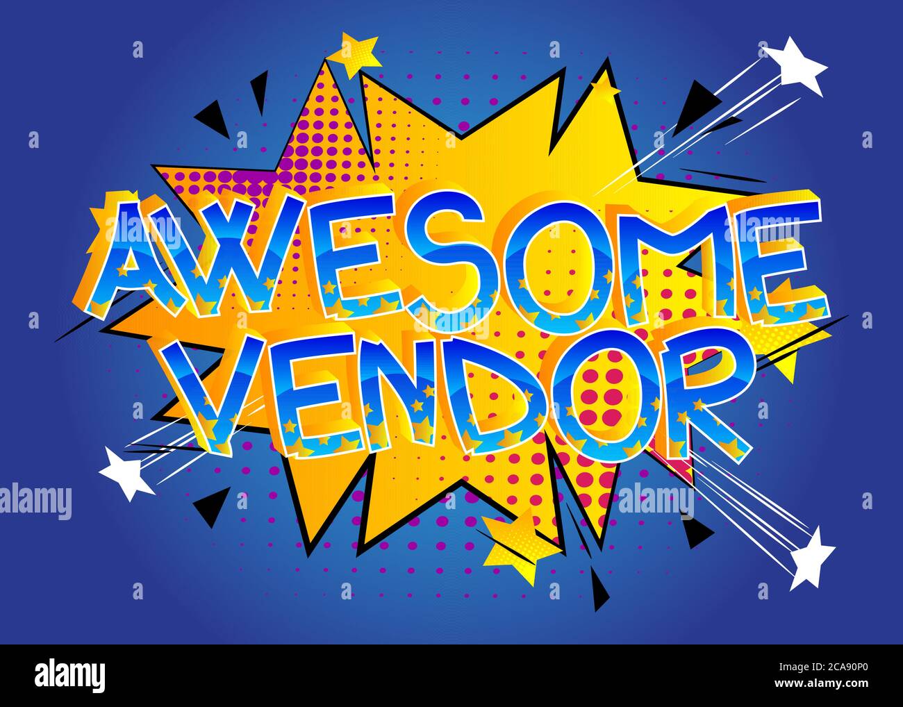 Awesome Vendor Comic book style cartoon words on abstract comics ...