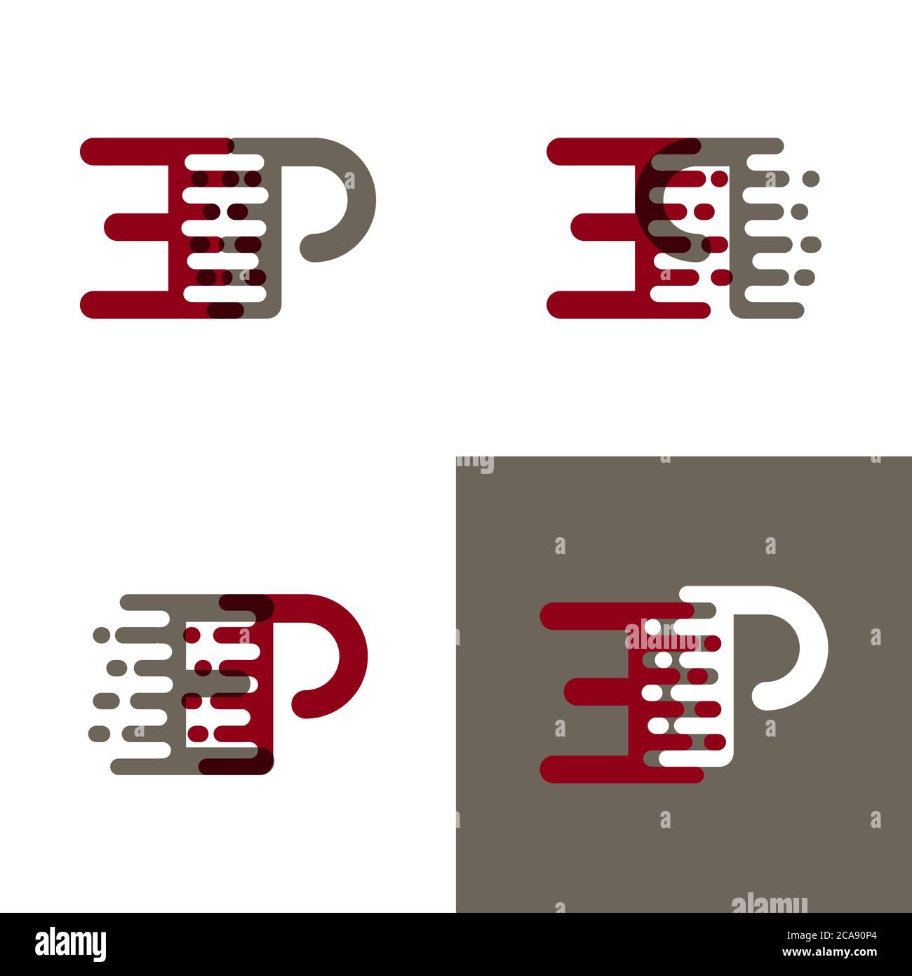 EP letters logo with accent speed in drak red and gray Stock Vector ...