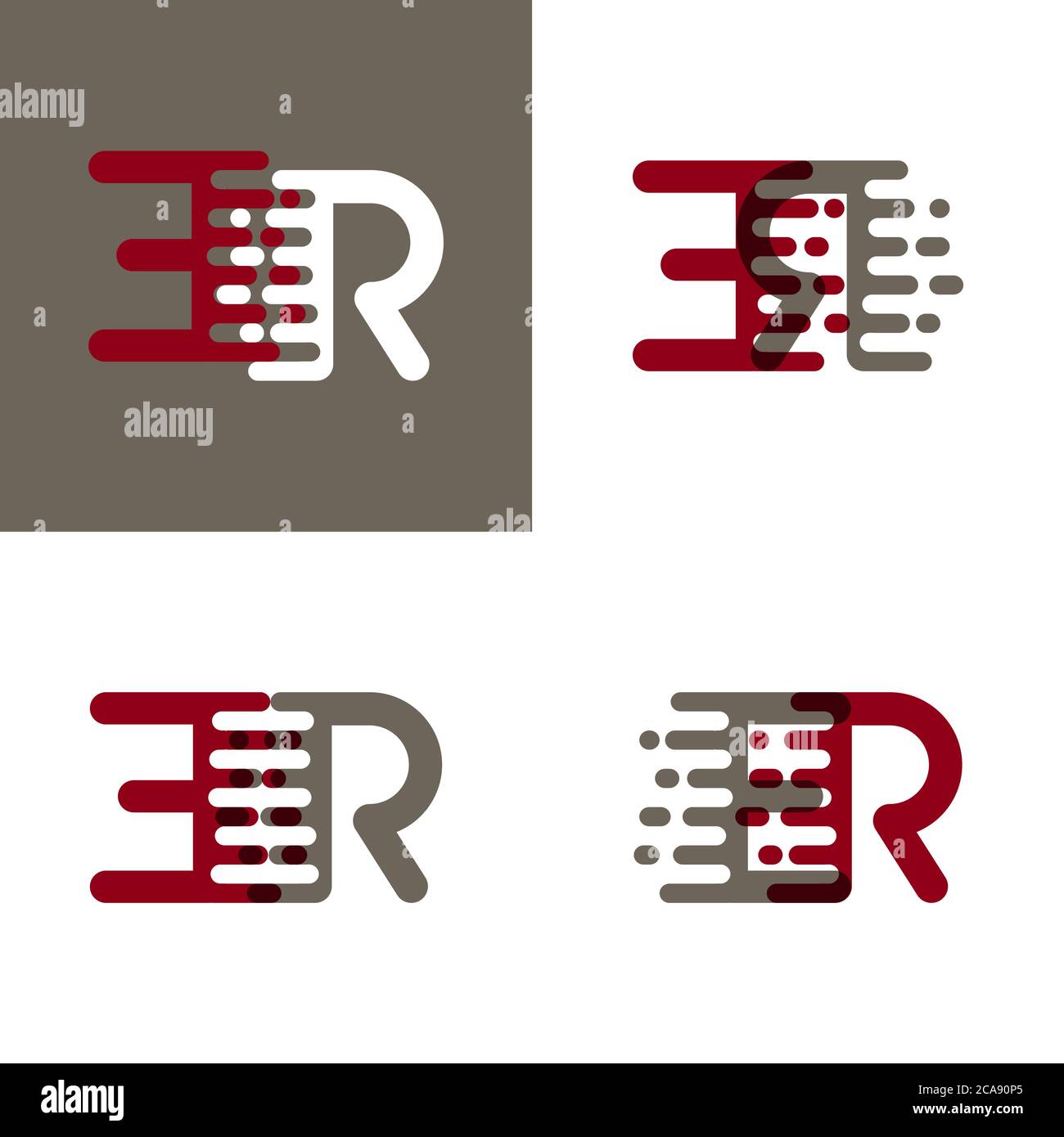 ER letters logo with accent speed in drak red and gray Stock Vector ...