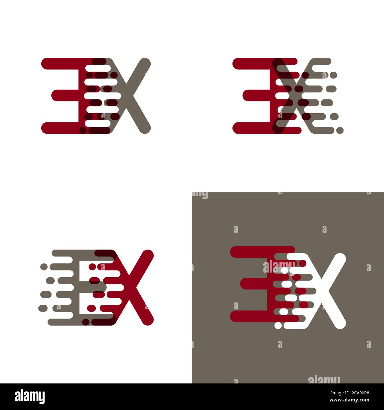 EX letters logo with accent speed in drak red and gray Stock Vector ...