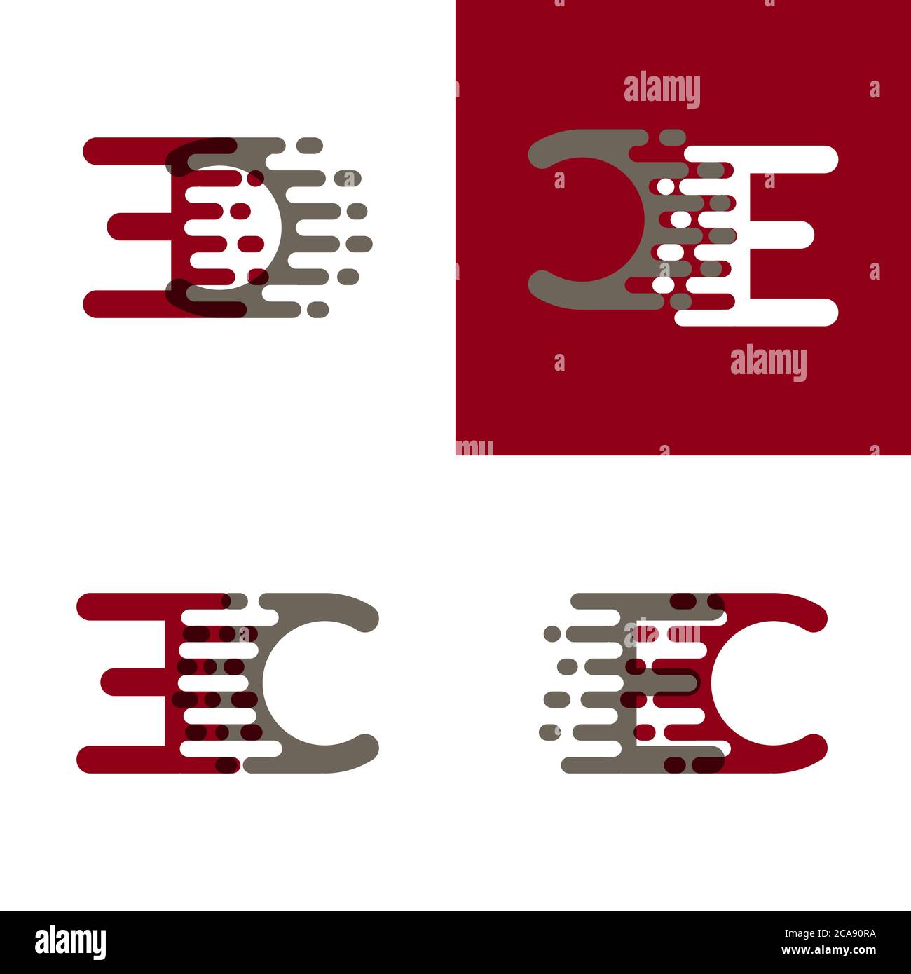 EC letters logo with accent speed in drak red and gray Stock Vector ...