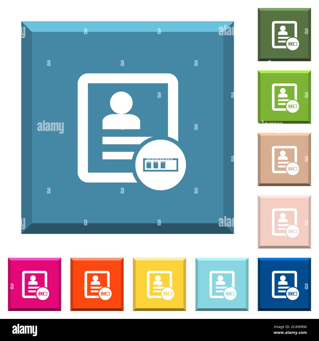 Contact progressing white icons on edged square buttons in various ...