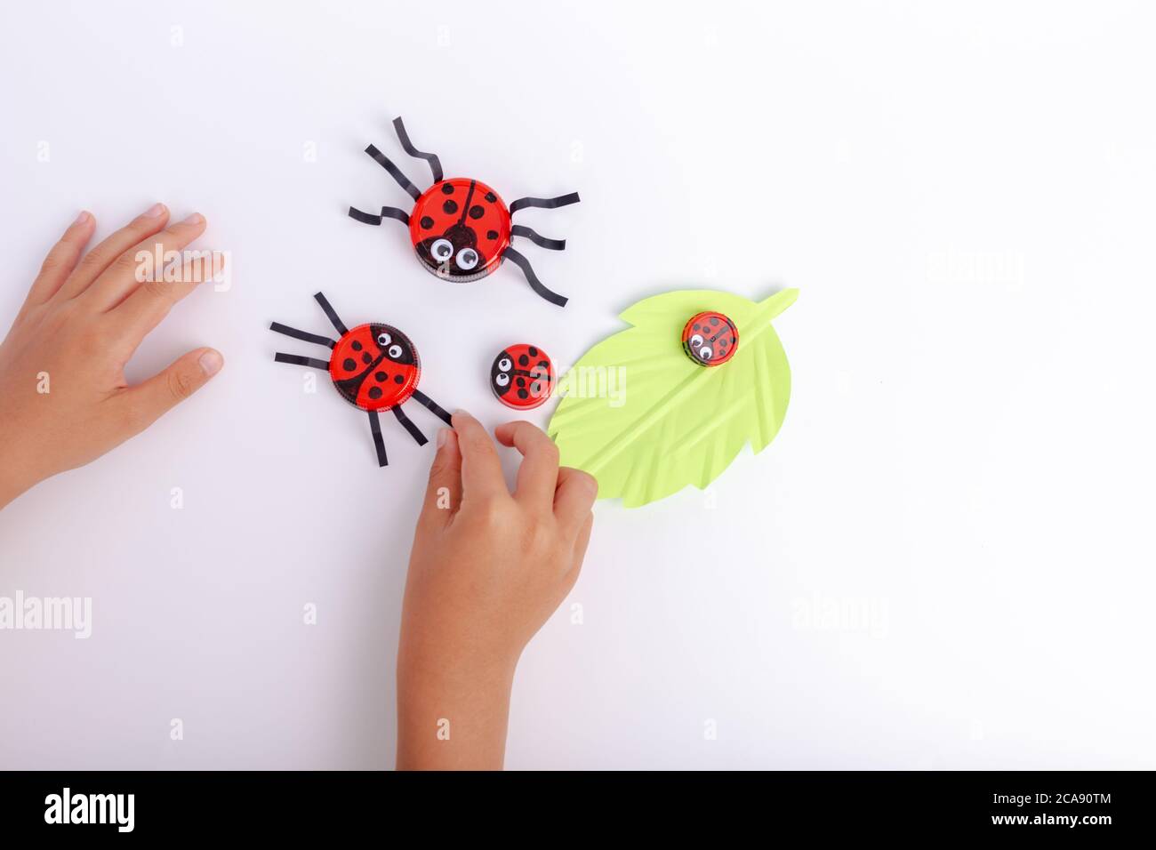 children's creativity. handicraft from improvised means. ladybugs craft ...