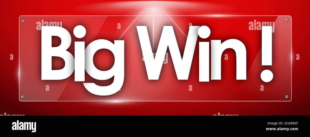 BIG Win word in transparent glass shapes Stock Photo - Alamy