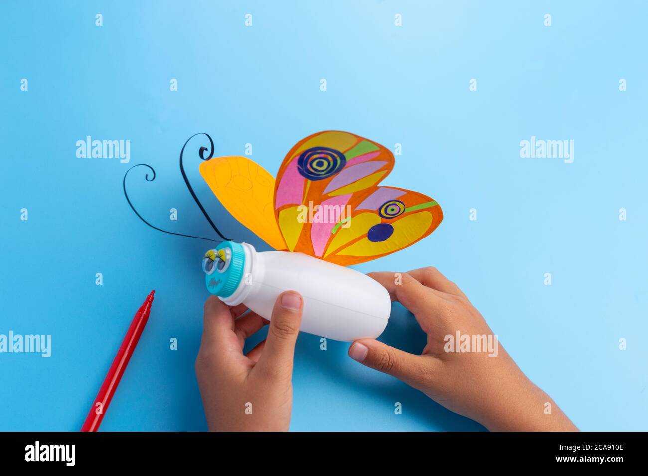 how to make a butterfly from yogurt plastic bottle, ideas for kids ...
