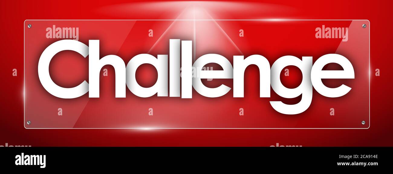 challenge word in transparent glass shapes Stock Photo - Alamy