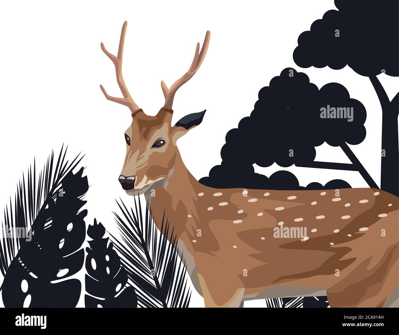 wild reindeer animal in the camp scene vector illustration design Stock ...