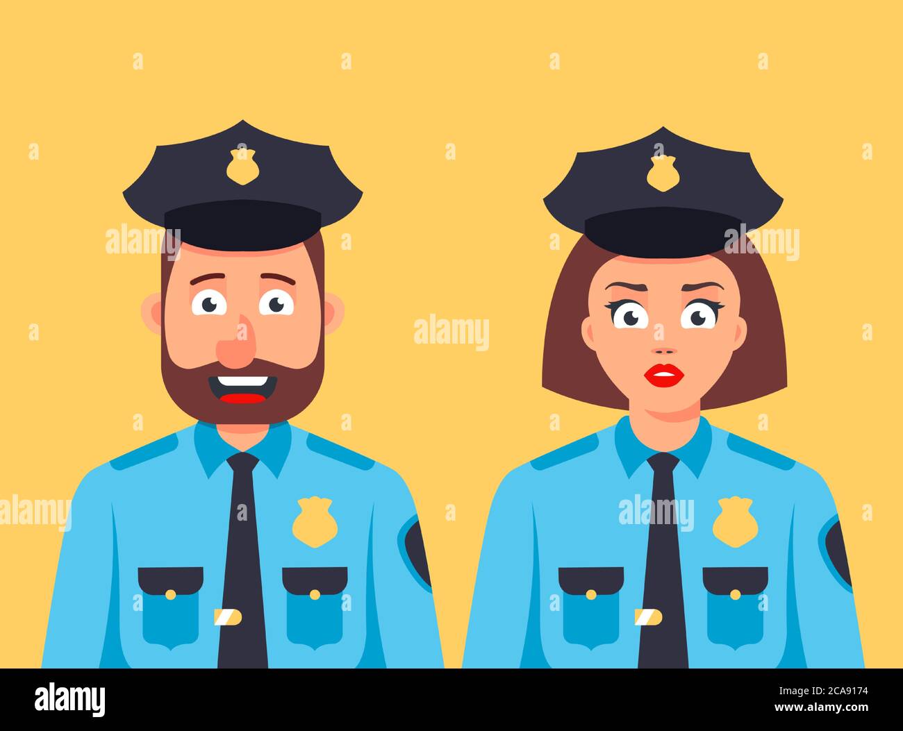 a girl and a policeman man are standing together. nice security guard ...