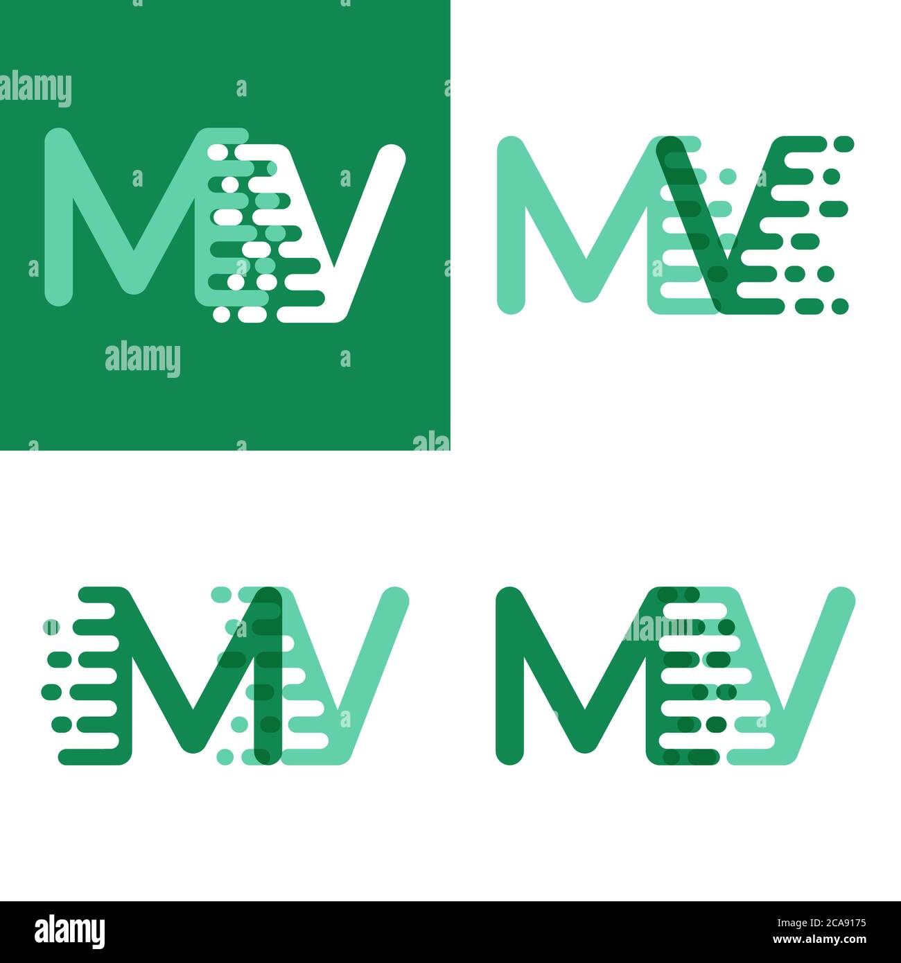MV letters logo with accent speed in light green and dark green Stock ...