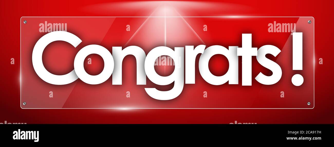 Congrats word in transparent glass shapes Stock Photo - Alamy