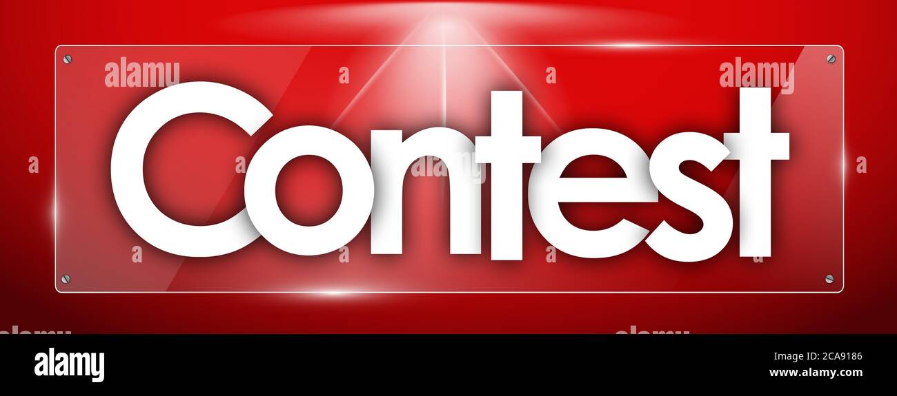 contest word in transparent glass shapes Stock Photo - Alamy
