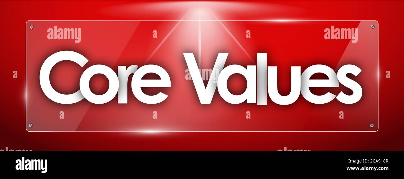 Core Values word in transparent glass shapes Stock Photo - Alamy