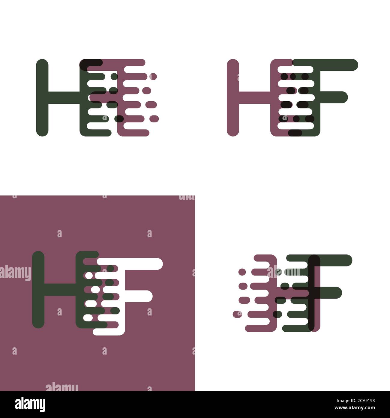 HF letters logo with accent speed in purple and dark green Stock Vector ...