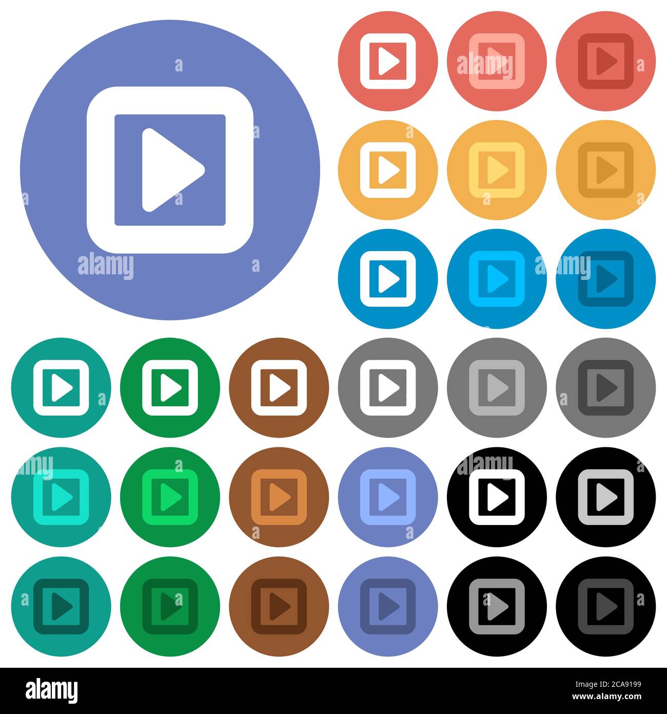 Toggle right multi colored flat icons on round backgrounds. Included ...