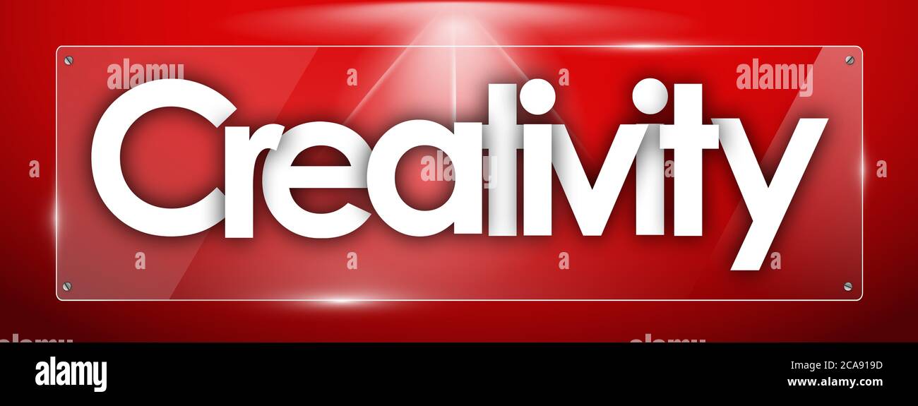 Creativity word in transparent glass shapes Stock Photo - Alamy