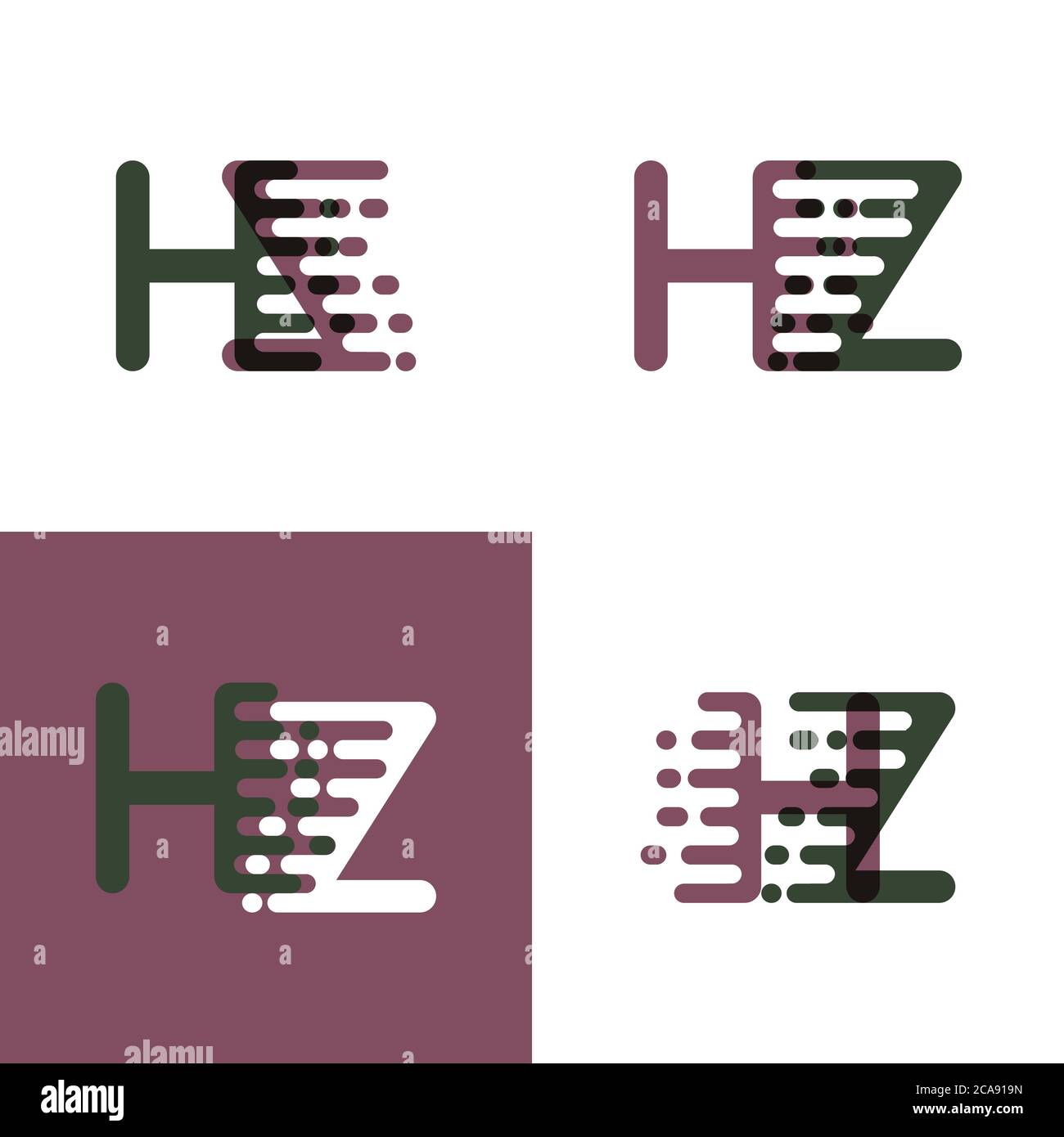 HZ letters logo with accent speed in purple and dark green Stock Vector ...