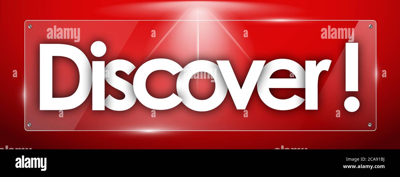 Discover word in transparent glass shapes Stock Photo - Alamy