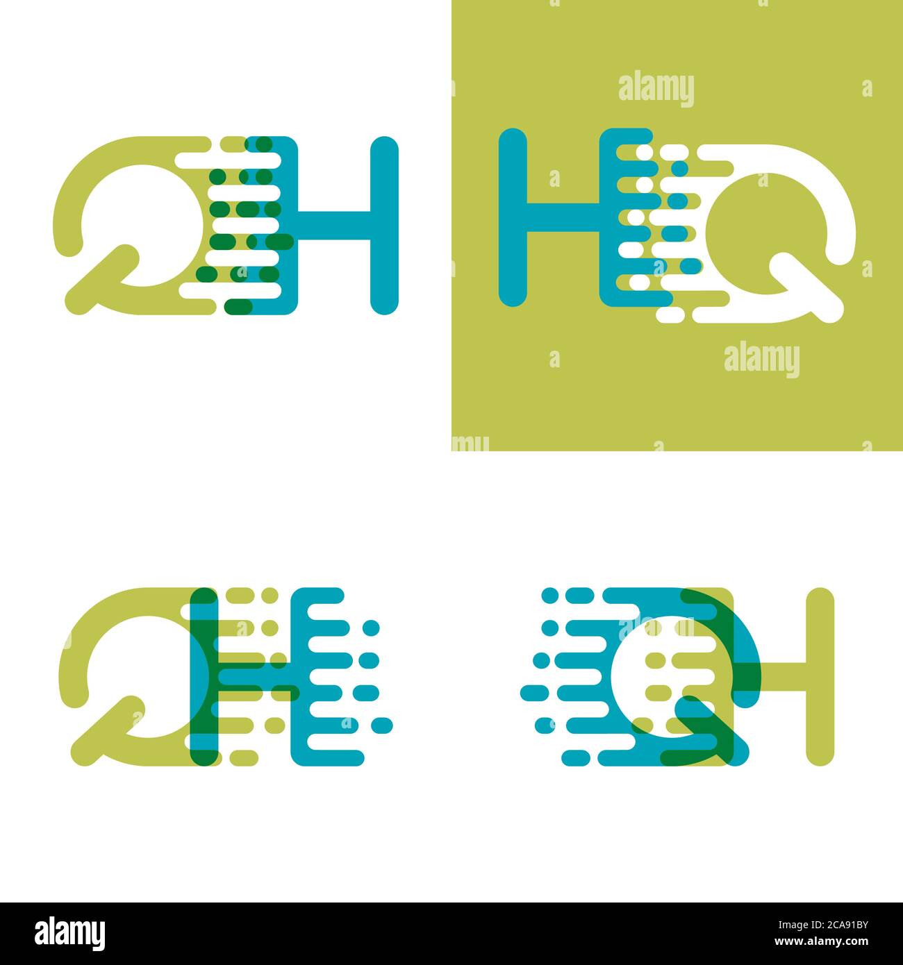 QH letters logo with accent speed in blue and light green Stock Vector ...
