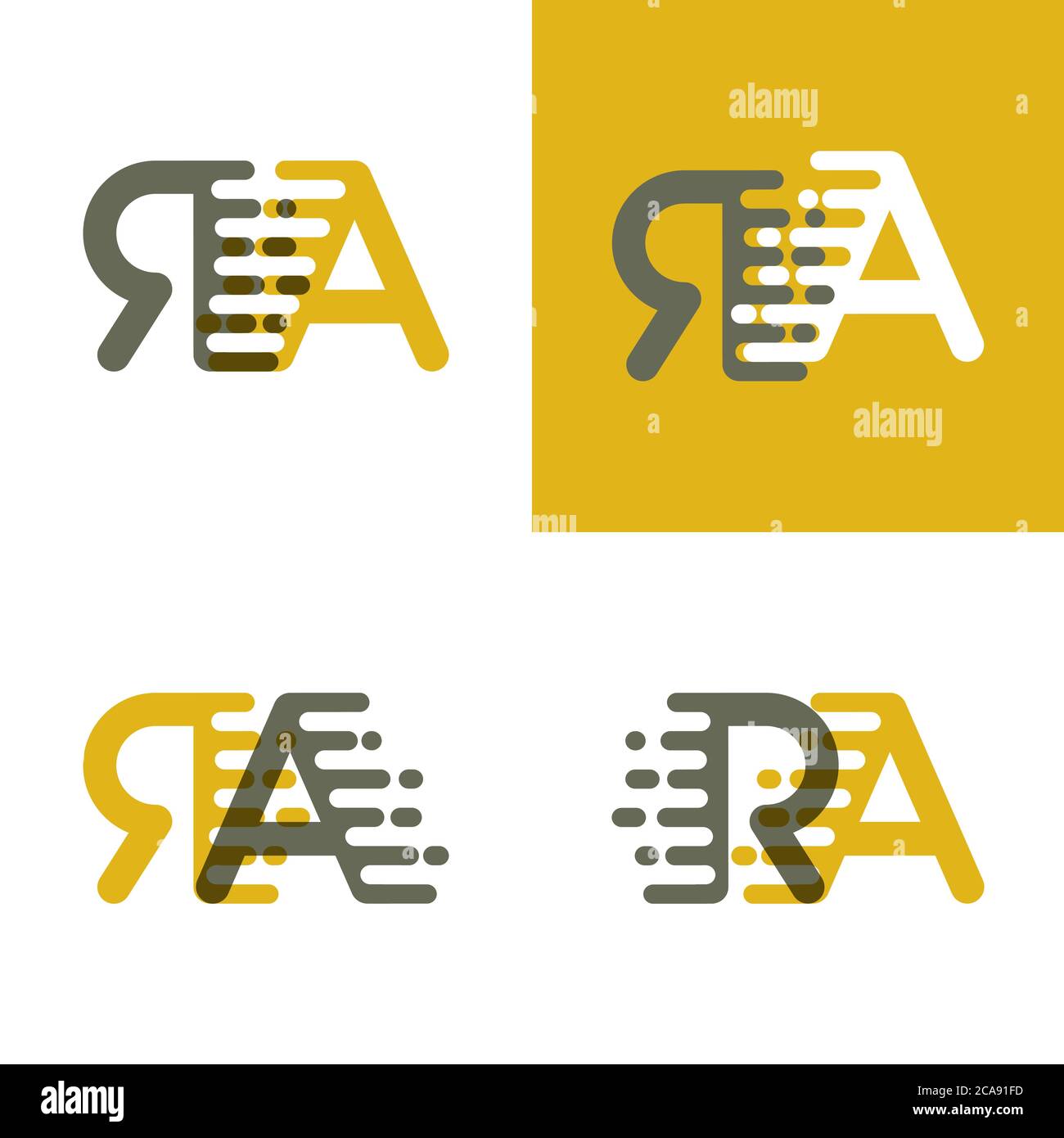 RA letters logo with accent speed in brown and dark yellow Stock Vector ...