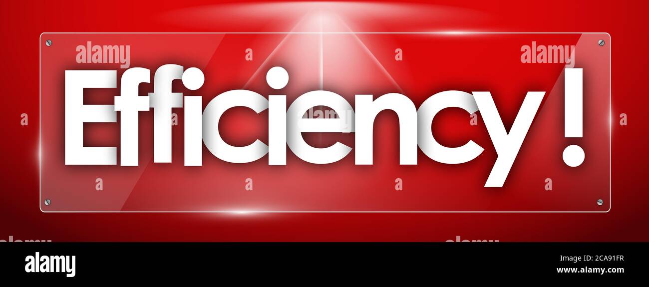 Efficiency word in transparent glass shapes Stock Photo - Alamy