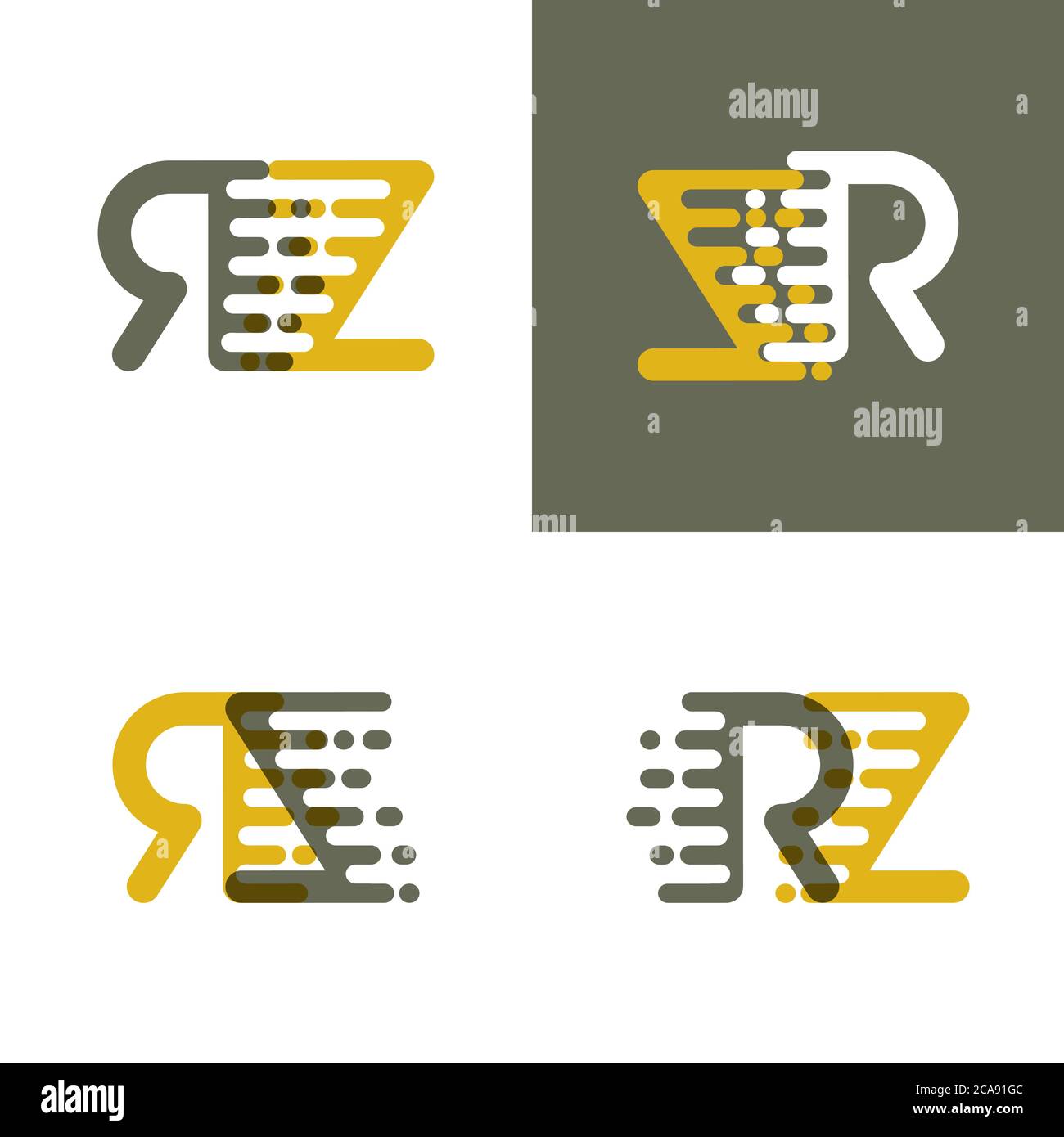 RZ letters logo with accent speed in brown and dark yellow Stock Vector ...