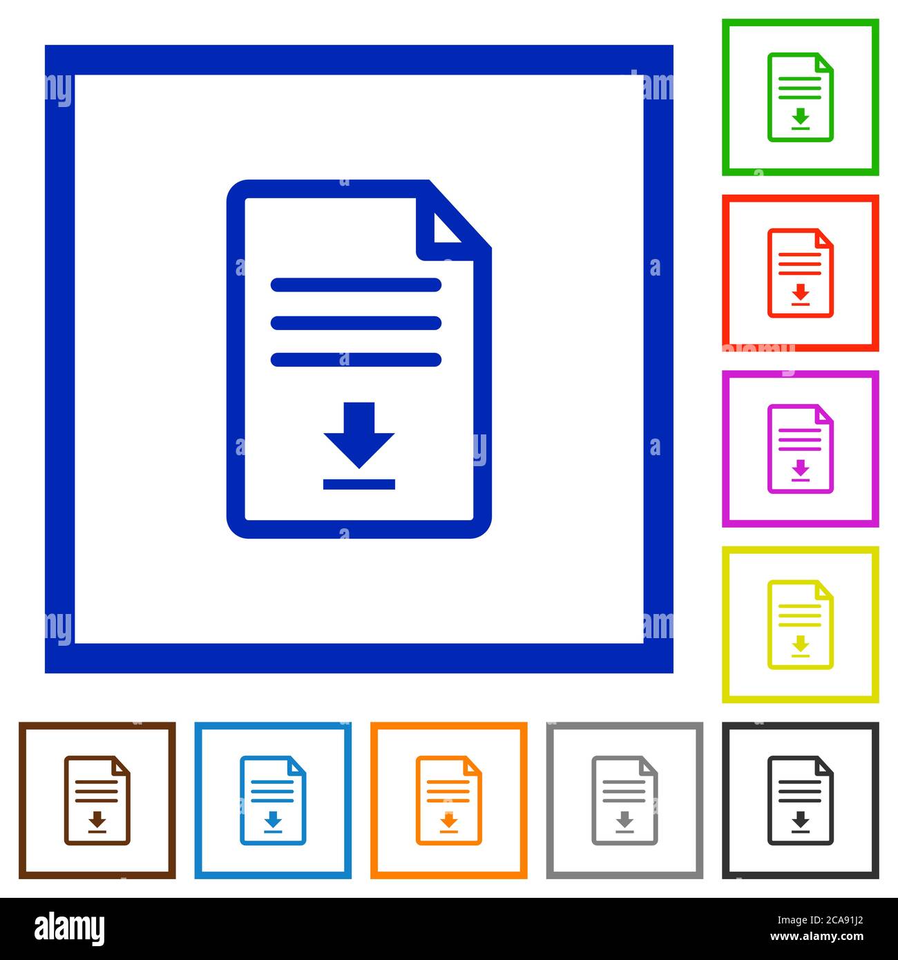 Download document flat color icons in square frames on white background ...