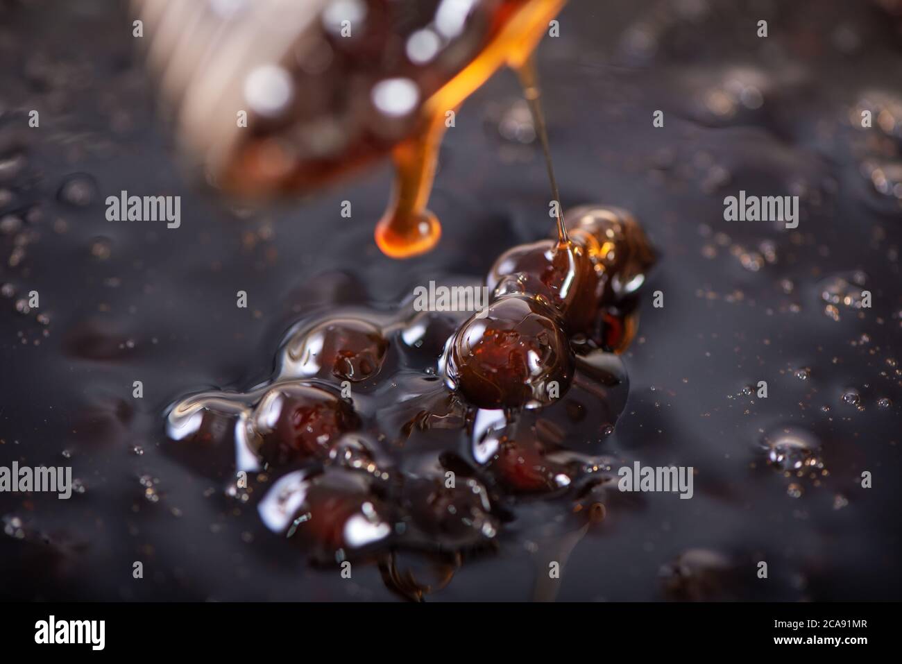 Cooking, boiling brown sugar flavor tapioca pearl balls, ingredient of ...