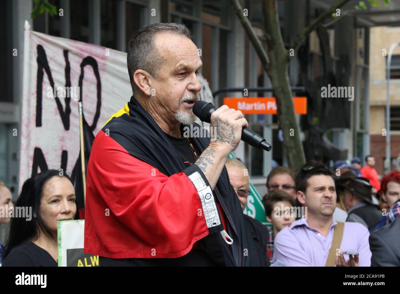 Reclaim Australia counter protest. Pictured: Uncle Ken Canning Stock ...