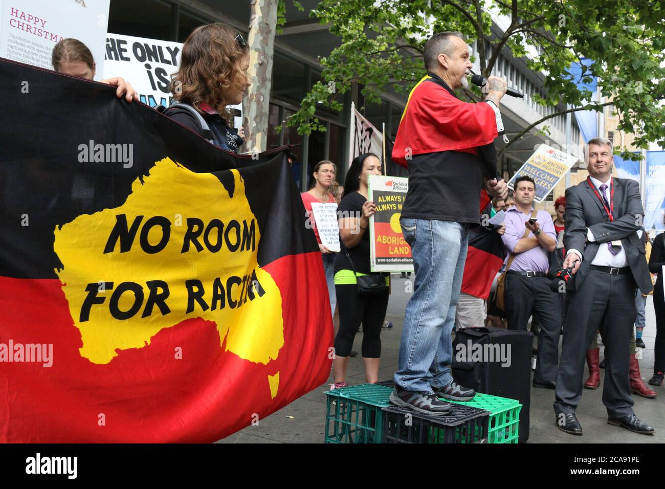 Reclaim Australia counter protest. Pictured: Uncle Ken Canning Stock ...
