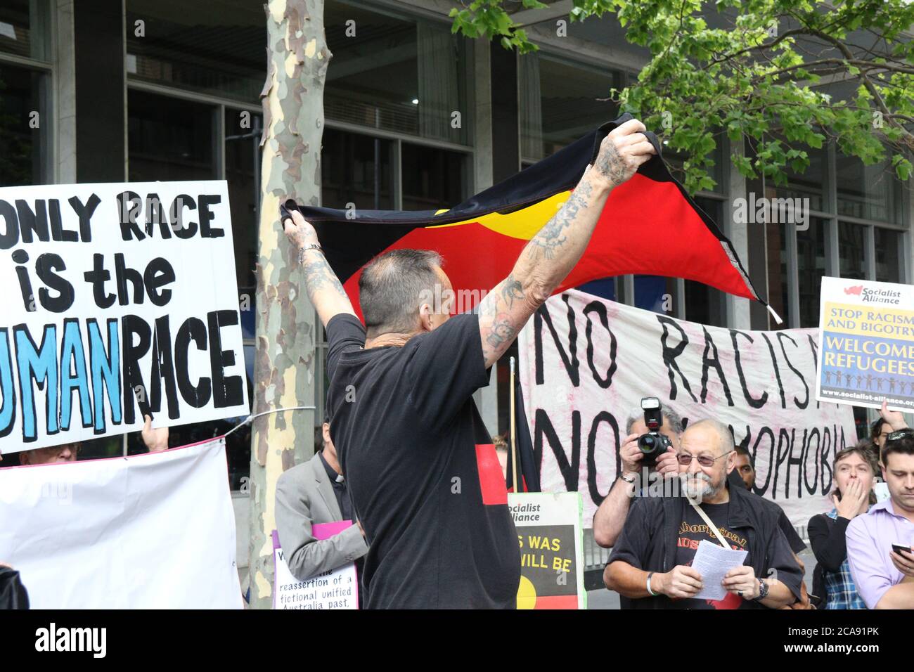 Reclaim Australia counter protest. Pictured: Uncle Ken Canning Stock ...