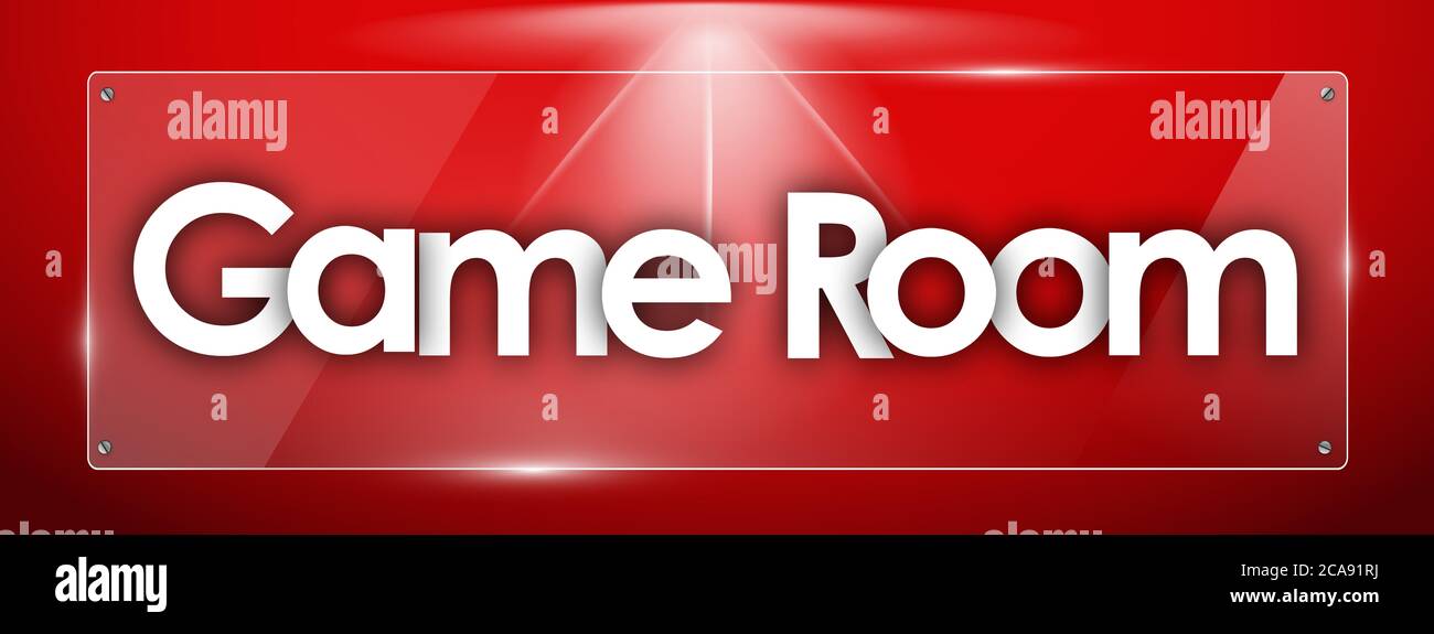 Game Room word in transparent glass shapes Stock Photo - Alamy