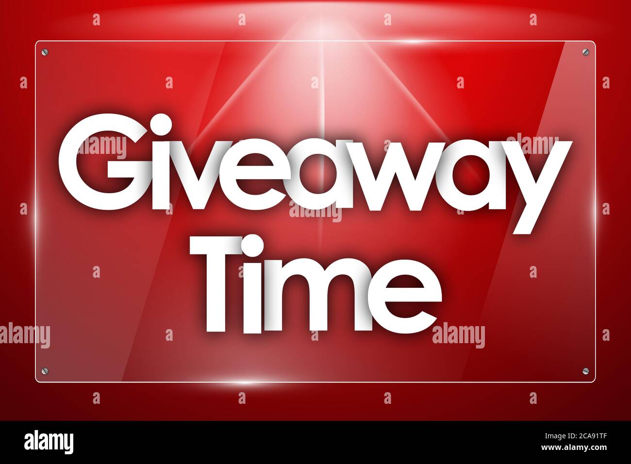 Giveaway Time word in transparent glass shapes Stock Photo - Alamy