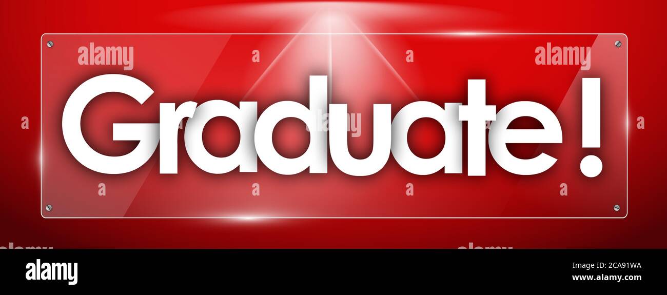 graduate word in transparent glass shapes Stock Photo - Alamy