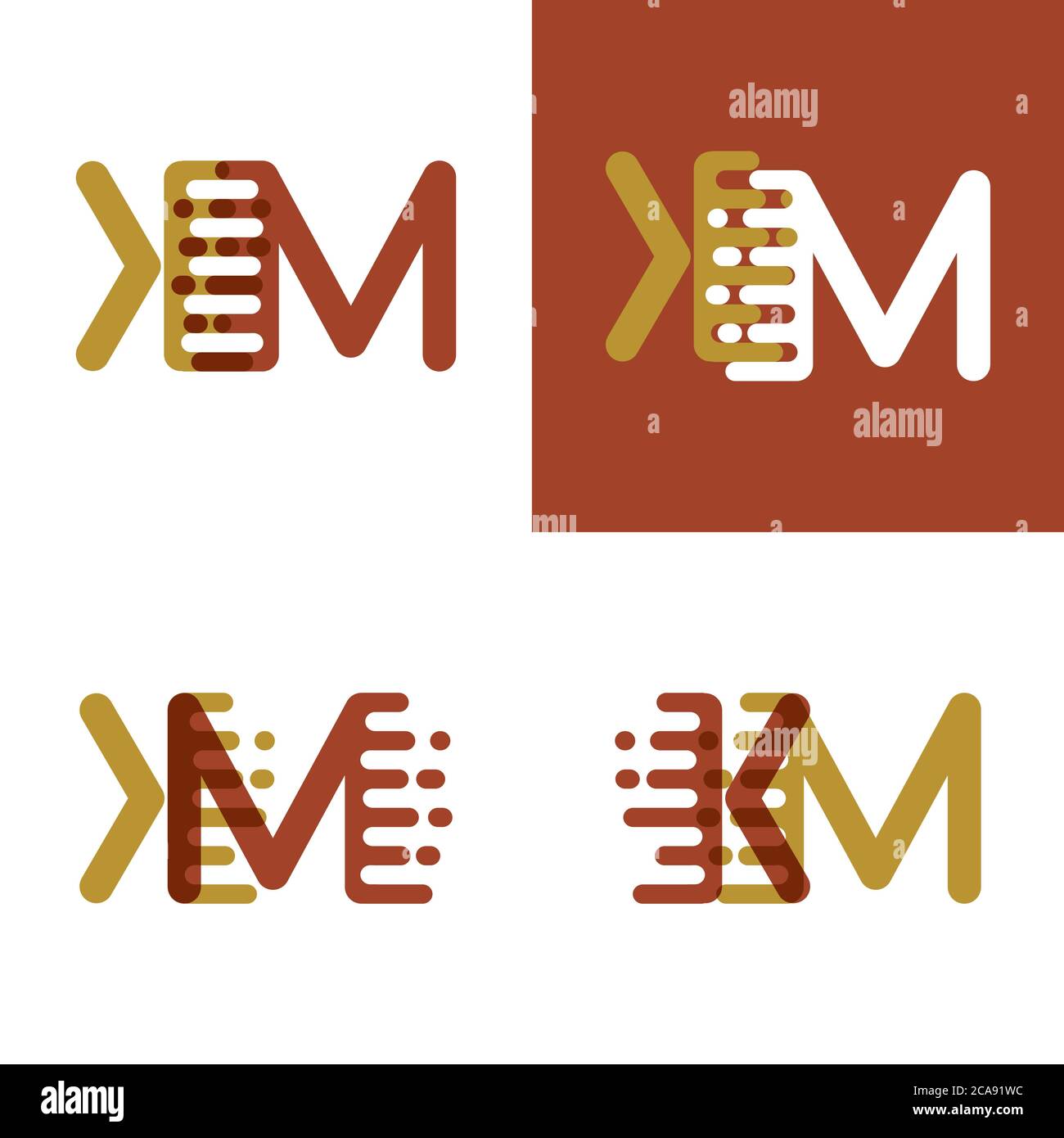 KM letters logo with accent speed in light brown and dark brown Stock ...
