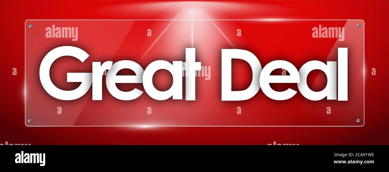 Great Deal word in transparent glass shapes Stock Photo - Alamy