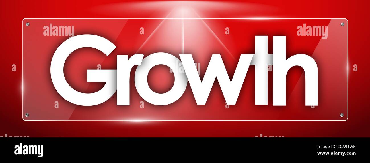 Growth word in transparent glass shapes Stock Photo - Alamy