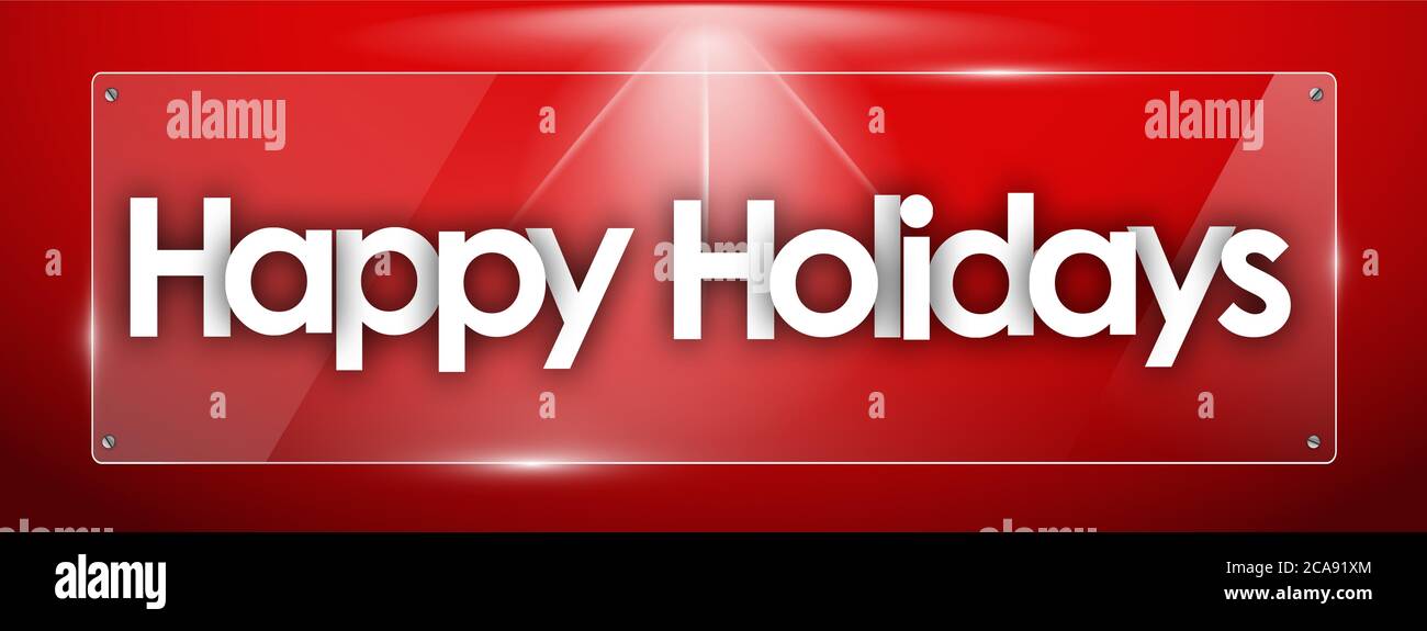 happy holidays word in transparent glass shapes Stock Photo - Alamy