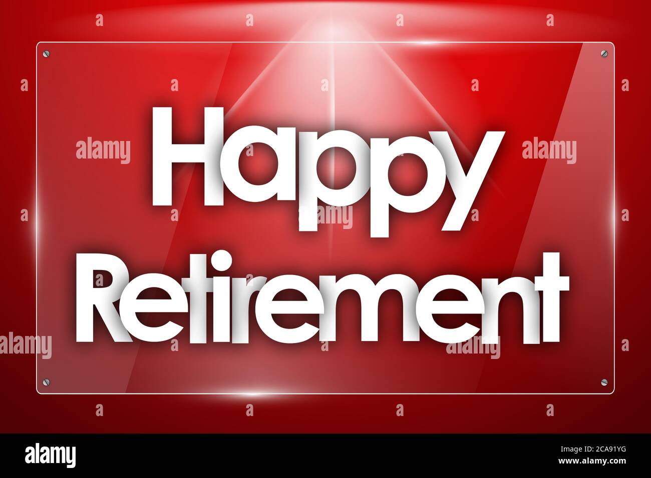 Happy Retirement word in transparent glass shapes Stock Photo - Alamy