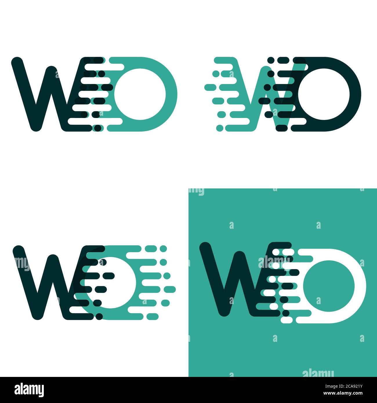 WO letters logo with accent speed green and dark green Stock Vector ...