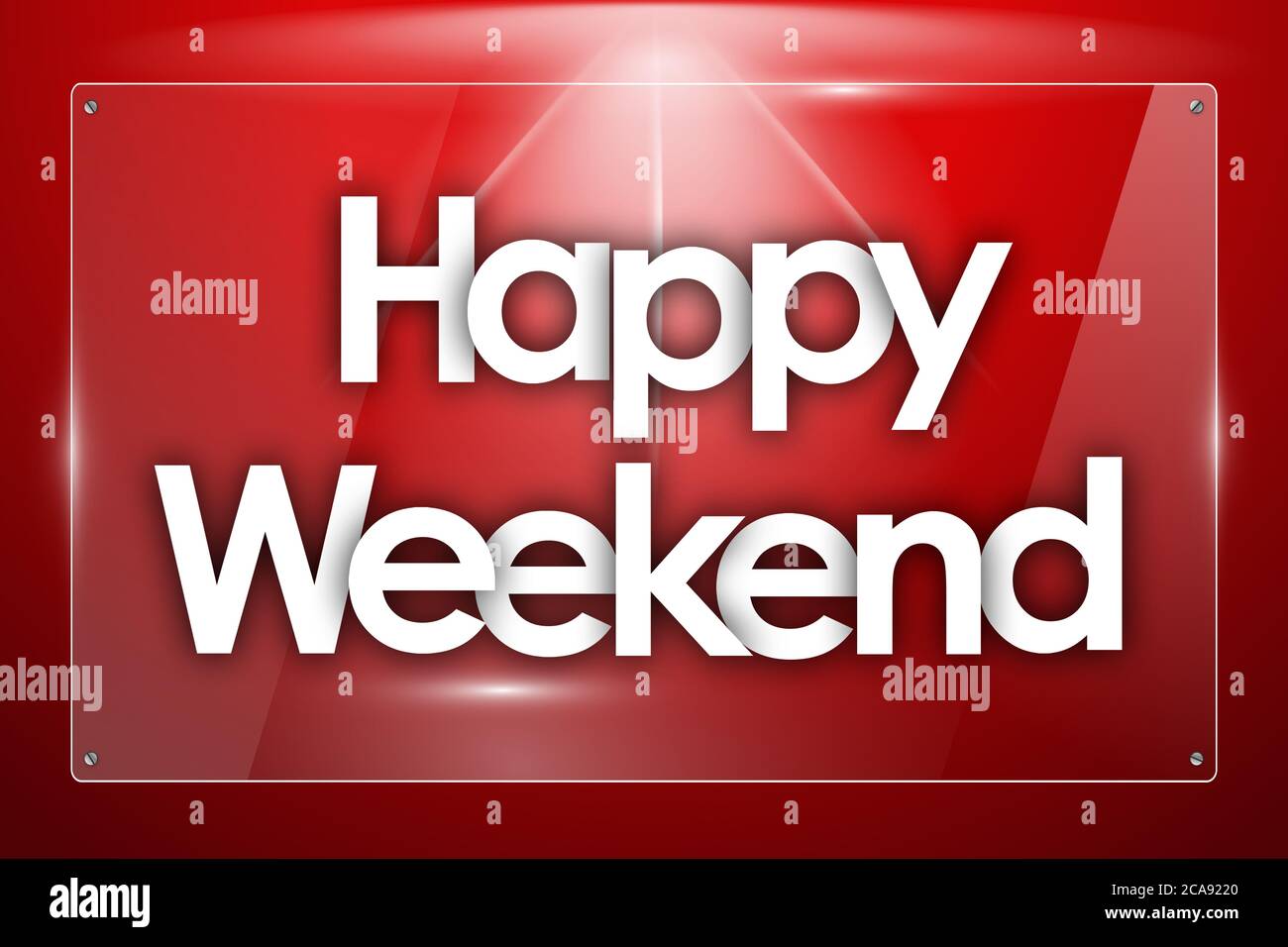 happy weekend word in colored rectangles background Stock Photo - Alamy
