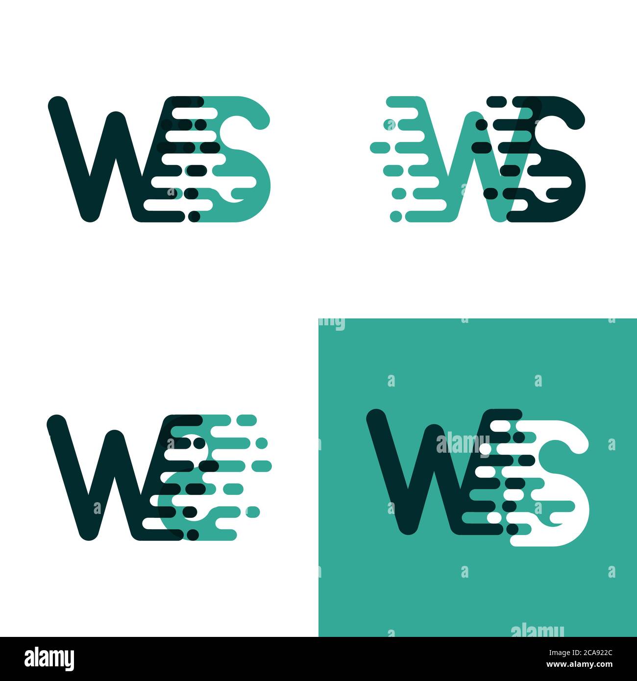 WS letters logo with accent speed green and dark green Stock Vector ...
