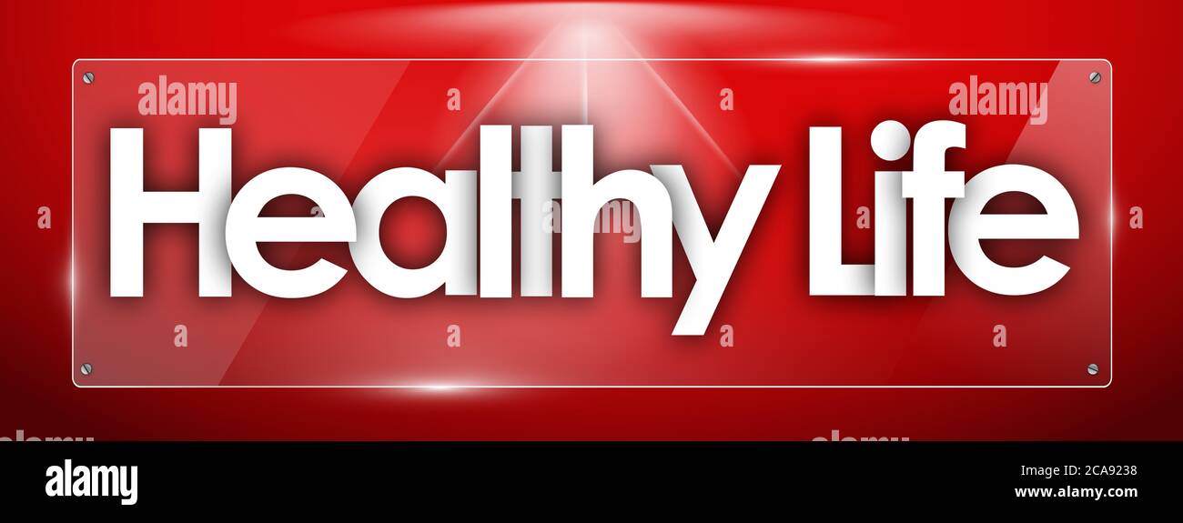Healthy Life word in transparent glass shapes Stock Photo - Alamy