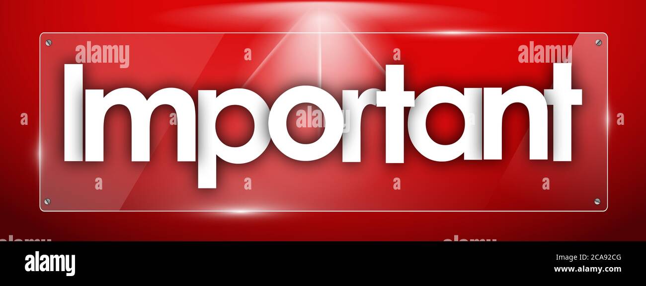 Important word in transparent glass shapes Stock Photo - Alamy