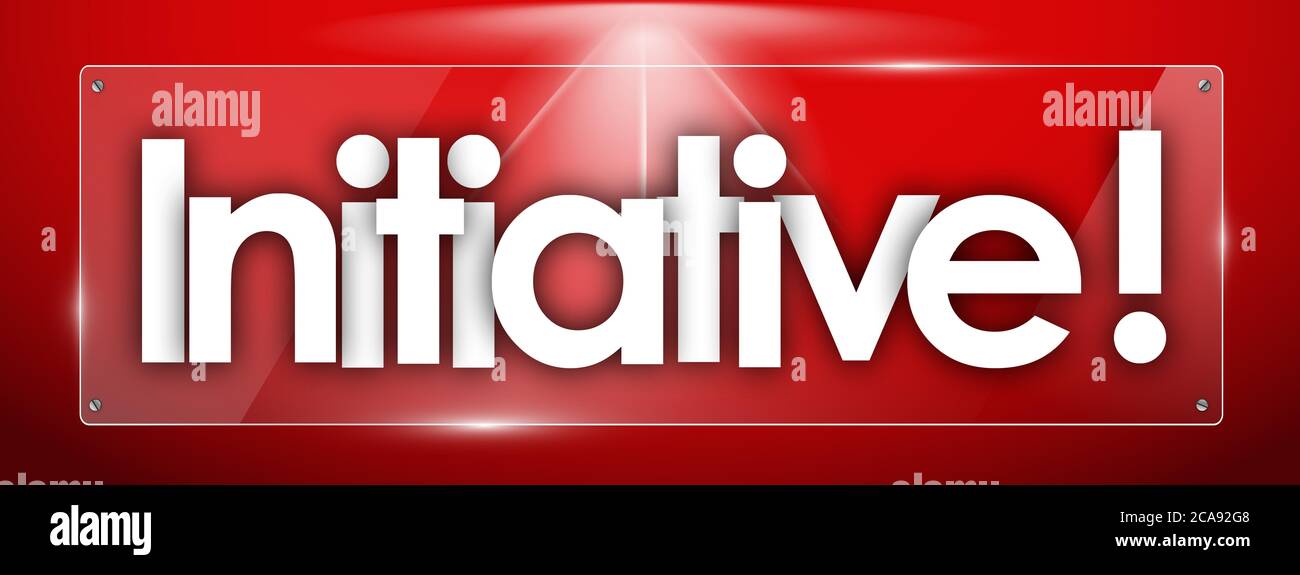 Initiative word in transparent glass shapes Stock Photo - Alamy
