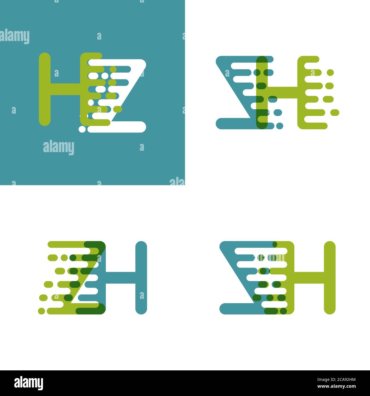 ZH letters logo with accent speed green and blue Stock Vector Image ...
