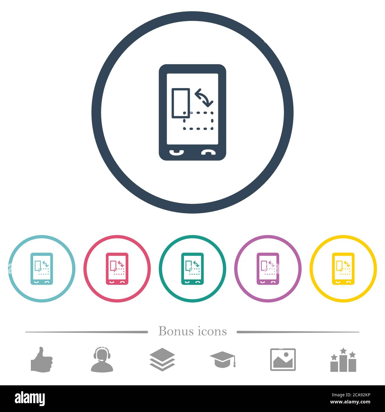 Change mobile display orientation flat color icons in round outlines. 6 ...