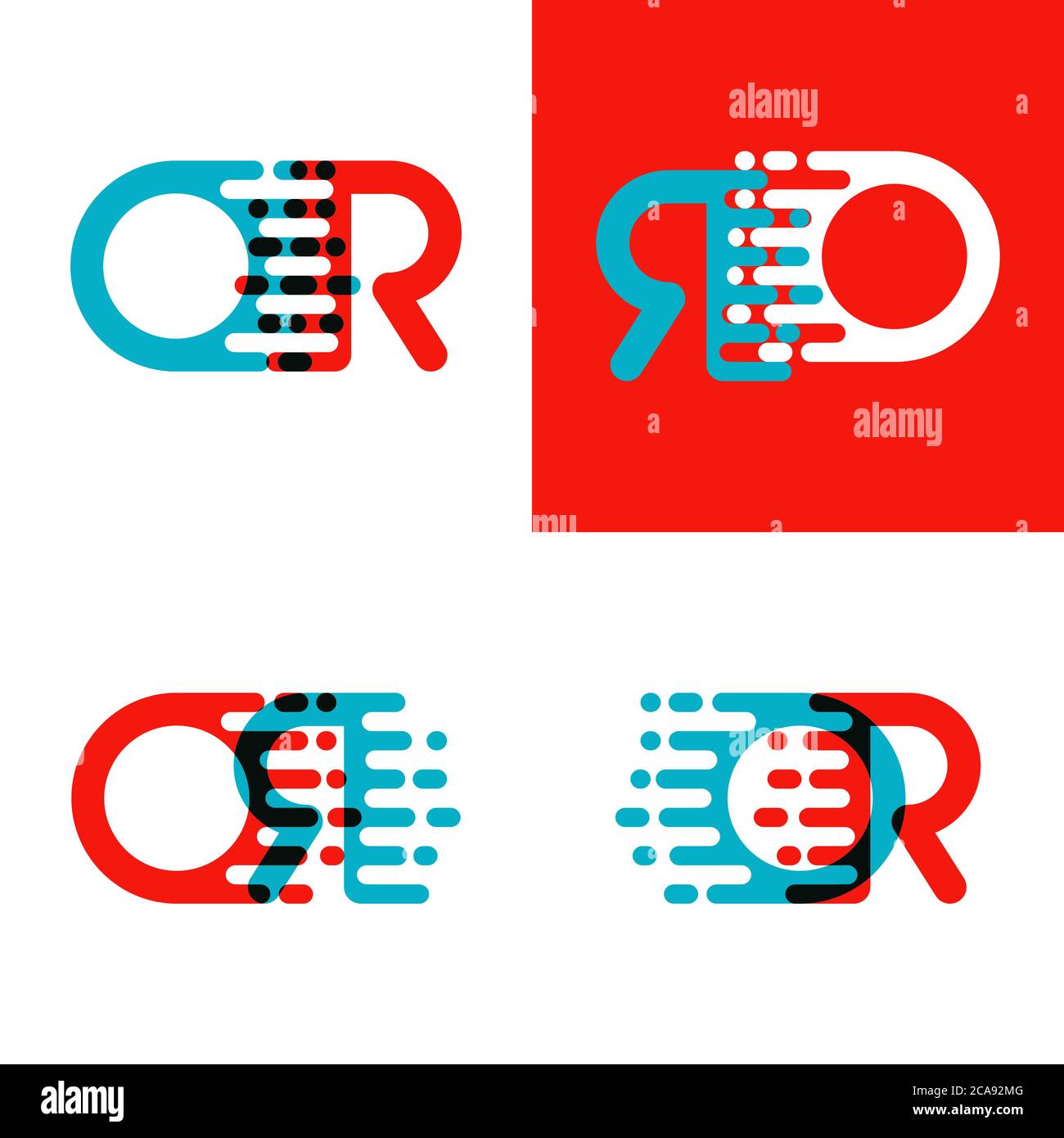 OR letters logo with accent speed in red and blue Stock Vector Image ...
