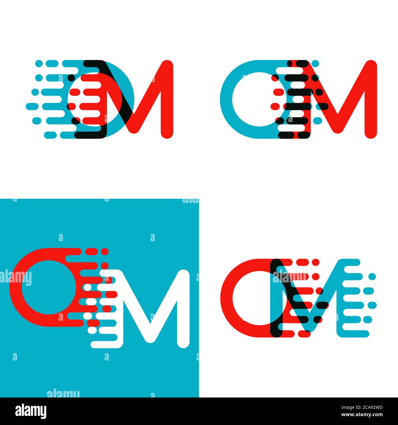 OM letters logo with accent speed in red and blue Stock Vector Image ...