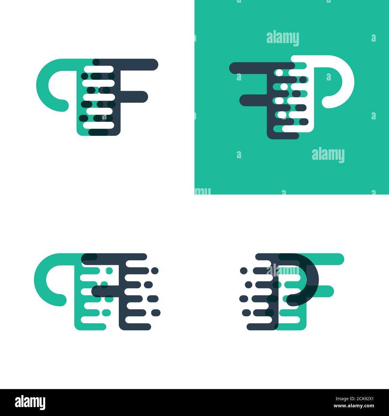 PF letters logo with accent speed in green and dark blue Stock Vector ...